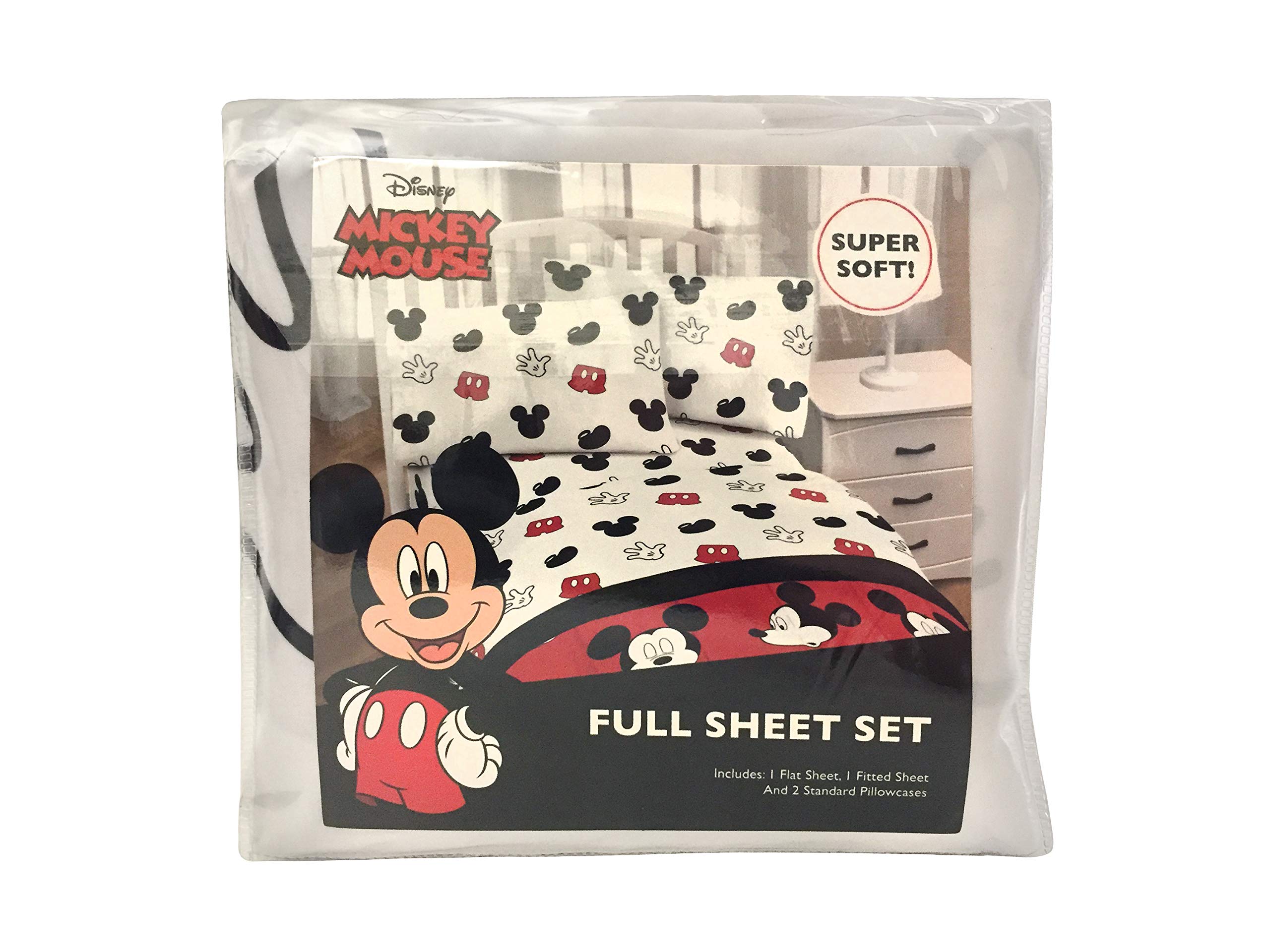 Jay Franco Disney Mickey Mouse Cute Faces Full Sheet Set - Super Soft and Cozy Kid’s Bedding - Fade Resistant Polyester Microfiber Sheets (Official Disney Product)