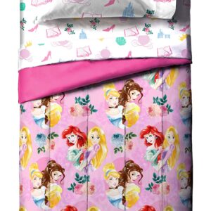 Jay Franco Disney Princess Sassy 4 Piece Twin Bed Set - Includes Comforter & Sheet Set - Super Soft Fade Resistant Polyester - (Official Disney Product)