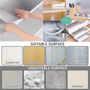 Beminh Kitchen Backsplash Wallpaper Stickers, Kitchen Stickers Self Adhesive Kitchen Aluminum Foil Stickers Oil Proof Waterproof Kitchen Stove Sticker -15.6 x117inch