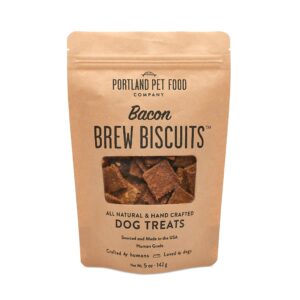 crafted by humans loved by dogs portland pet food company bacon brew biscuit dog treats (1 pack, 5 oz bag) – all natural, human-grade, usa-sourced and made