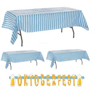 oojami 3 pc oktoberfest table cover large tablecloth for 8 chairs table & oktoberfest letter banner value party pack