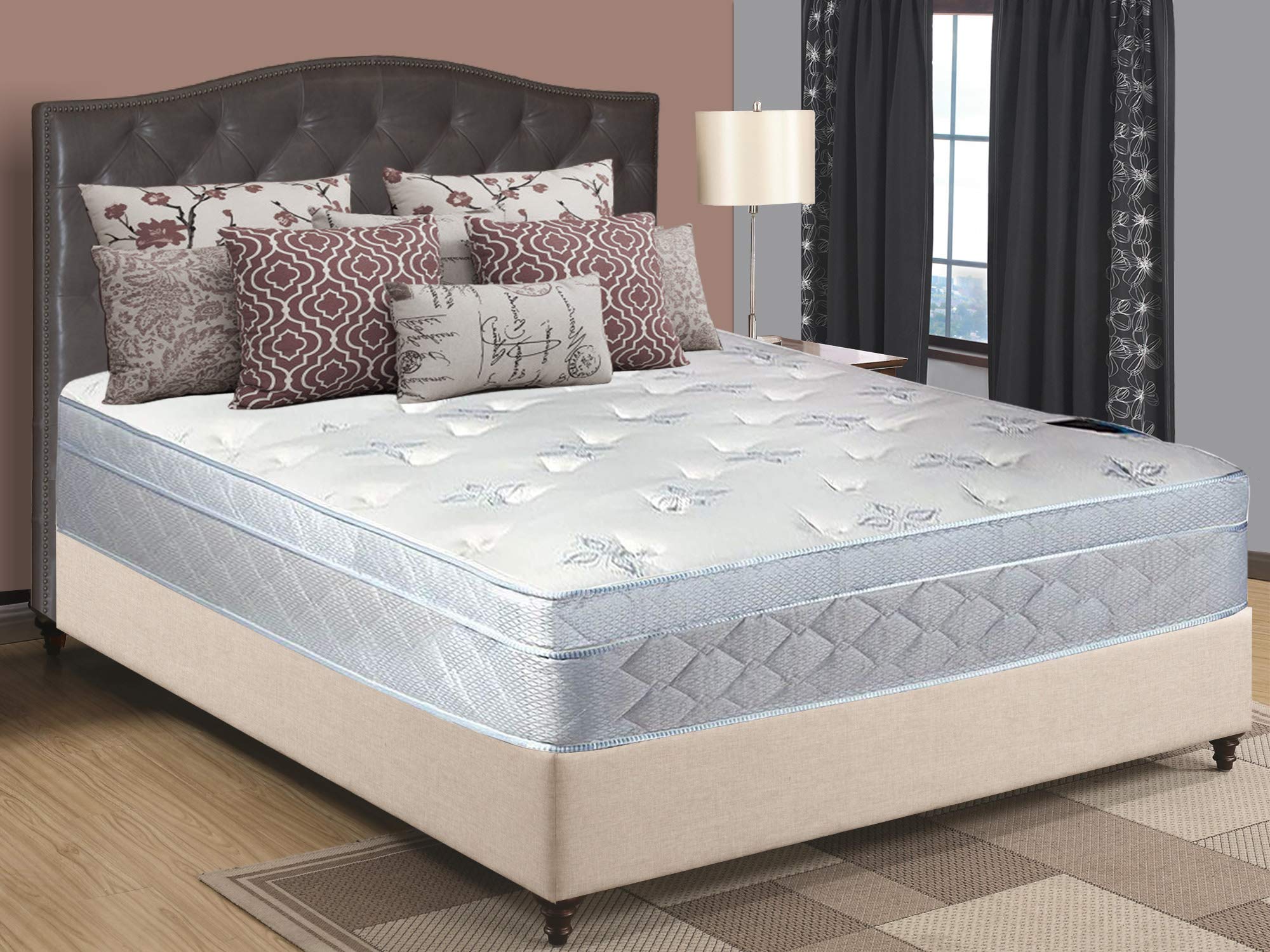 Greaton Plush Foam Encased Hybrid Eurotop Innerspring Fully Assembled Mattress, Full, grey