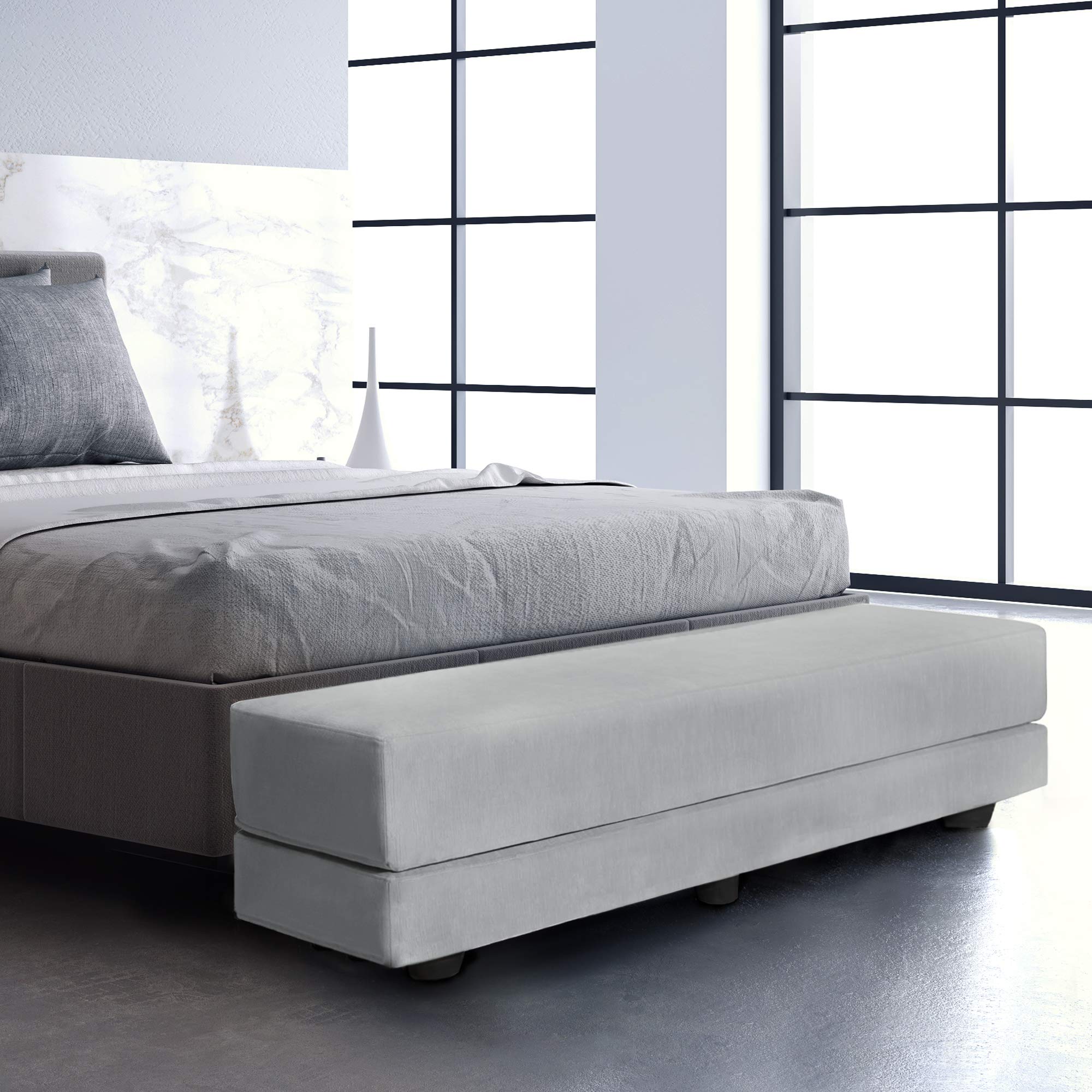 Jaxx Camden Convertible Bed Bench/Fold-Out Twin Guest Mattress, Ice