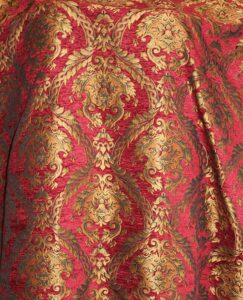 damask tapestry chenille fabric - upholstery fabric, 60" width - sold bty (d.red/gold)