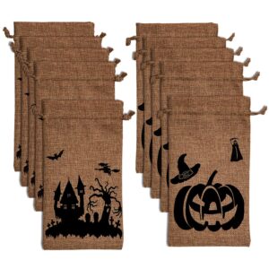 luter 9.8" x 5.8" halloween burlap bags trick or treat hessian bags drawstring gift bags for party candy cookie goodie favors(10 pack)