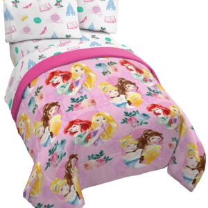 Jay Franco Disney Princess Sassy 4 Piece Twin Bed Set - Includes Comforter & Sheet Set - Super Soft Fade Resistant Polyester - (Official Disney Product)