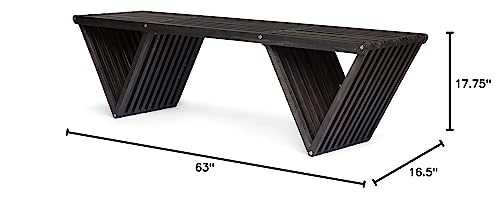 Christopher Knight Home Esme Outdoor Acacia Wood Bench, Dark Gray Finish