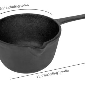 Jim Beam JB0204 Pre-Seasoned Heavy Duty Construction Cast Iron Basting Pot for Grilling and Oven, Large, Black