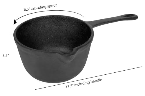 Jim Beam JB0204 Pre-Seasoned Heavy Duty Construction Cast Iron Basting Pot for Grilling and Oven, Large, Black