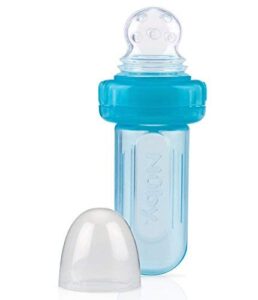 nuby ez squee-z silicone self feeding baby food dispenser (blue, 1 count (pack of 1))