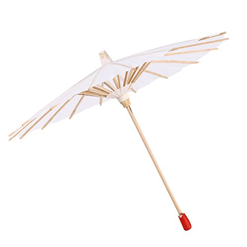 (Pack of 2) Paper Parasol Chinese/Japanese Decorative Umbrella White DIY Painting Decorative Umbrella Wedding Bridal Party Decor Photo Cosplay Prop(20cm / 7.87in)