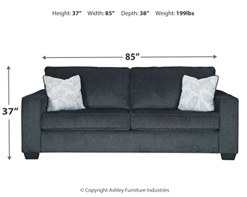 Signature Design by Ashley Altari Modern Queen Sofa Sleeper with 2 Accent Pillows, Dark Gray