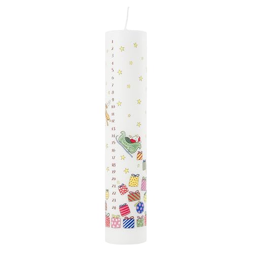 Alison Gardiner Santa's Sleigh Advent Candle - Handmade Wax Pillar Candle with 50 Hours Burn Time - Classic Christmas Countdown Candle Ideal for Centerpiece and Advent Tradition - Made in England