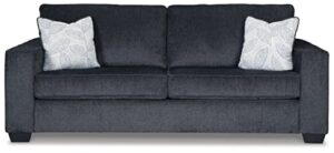 signature design by ashley altari modern queen sofa sleeper with 2 accent pillows, dark gray