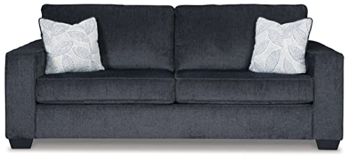 Signature Design by Ashley Altari Modern Queen Sofa Sleeper with 2 Accent Pillows, Dark Gray