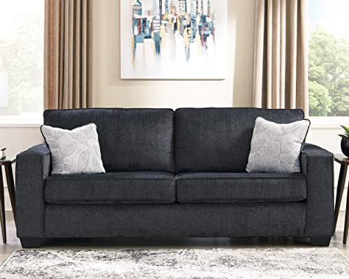 Signature Design by Ashley Altari Modern Queen Sofa Sleeper with 2 Accent Pillows, Dark Gray