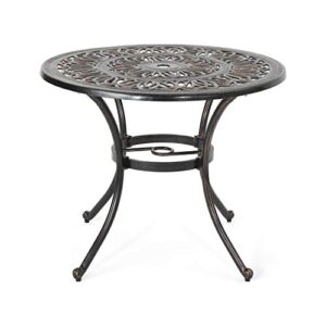 Christopher Knight Home Jamie Outdoor Round Cast Aluminum Dining Table, Shiny Copper