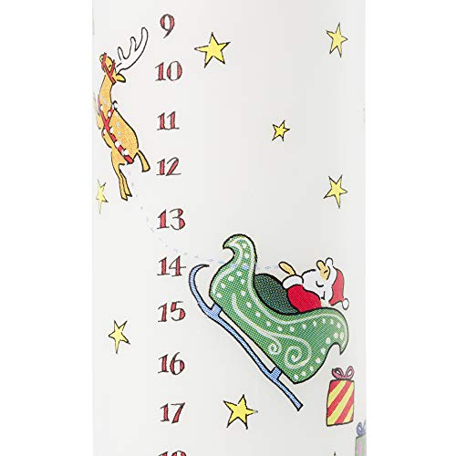 Alison Gardiner Santa's Sleigh Advent Candle - Handmade Wax Pillar Candle with 50 Hours Burn Time - Classic Christmas Countdown Candle Ideal for Centerpiece and Advent Tradition - Made in England