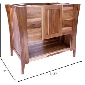 EcoDecors, 36", Curvature, Teak Bathroom Vanity, Wood Bathroom Vanity, Bathroom Vanity Cabinet, Vanity Bathroom, Bath Vanity, Teak, Soft Close Drawers, Wood Vanity, Compatible Vessel or Bowl Sink