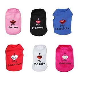 Dog Shirts I Love My Mom/Mommy Dad/Daddy Clothes Doggy Slogan Costume Cute Heart Vest for Small Dogs Puppy T-Shirt