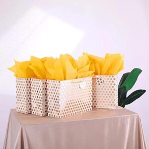 Bobobag 4 Pack 16.5" Extra Large Gift Bags with Tissue Paper for Mother's Day, Birthday Presents (gold polka dot)