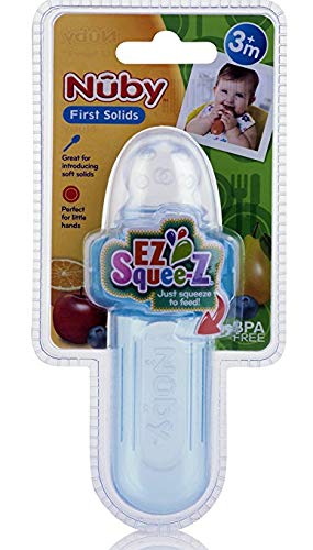 Nuby EZ Squee-Z Silicone Self Feeding Baby Food Dispenser (Blue, 1 Count (Pack of 1))