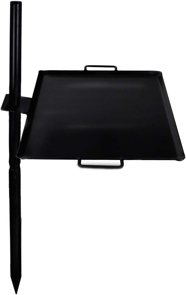 GameMaker Gravity Skillet & Pole | Open Fire Camping Griddle/Skillet Black | Skillet dimensions: 18.625” x 15.625”