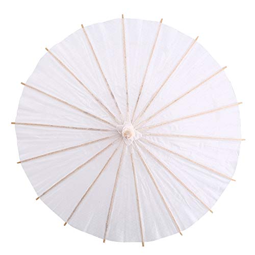 (Pack of 2) Paper Parasol Chinese/Japanese Decorative Umbrella White DIY Painting Decorative Umbrella Wedding Bridal Party Decor Photo Cosplay Prop(20cm / 7.87in)