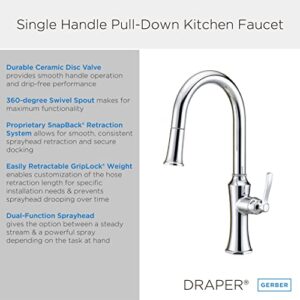 Draper 1H Kitchen Pull Down Kitchen Faucet w/SnapBack and Dockforce 1.75 gpm Stainless Steel