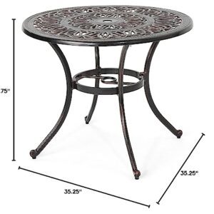 Christopher Knight Home Jamie Outdoor Round Cast Aluminum Dining Table, Shiny Copper