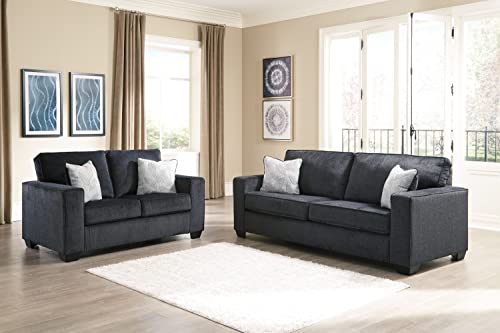 Signature Design by Ashley Altari Modern Queen Sofa Sleeper with 2 Accent Pillows, Dark Gray