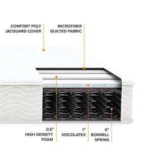 Best Price Mattress 8 Inch Tight Top Innerspring Hybrid Mattress - Comfort Foam Top with Bonnell Spring Base, King White