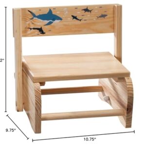 Fox Valley Traders 2-in-1 Children's Step Stool and Chair, Sharks Design