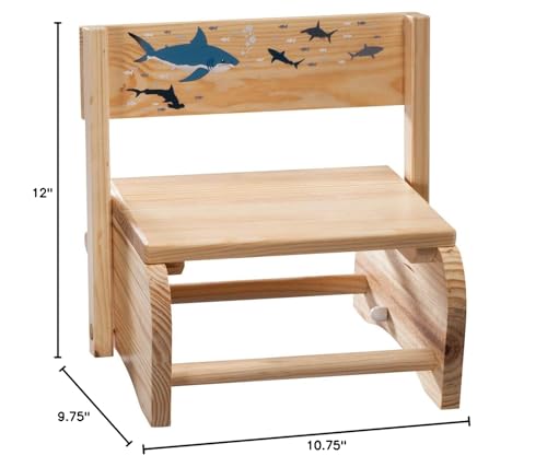 Fox Valley Traders 2-in-1 Children's Step Stool and Chair, Sharks Design