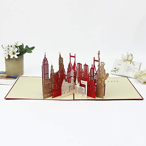 New York 3D Pop Up Card and Envelope - Unique Pop Up Greeting Card for Birthday, Mother's Day, New Year, Anniversary, Valentine, Wedding, Graduation, Thank You. New York