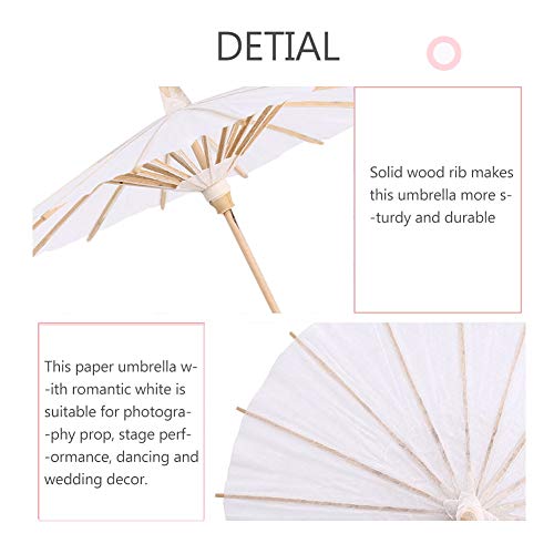 (Pack of 2) Paper Parasol Chinese/Japanese Decorative Umbrella White DIY Painting Decorative Umbrella Wedding Bridal Party Decor Photo Cosplay Prop(20cm / 7.87in)