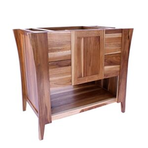 EcoDecors, 36", Curvature, Teak Bathroom Vanity, Wood Bathroom Vanity, Bathroom Vanity Cabinet, Vanity Bathroom, Bath Vanity, Teak, Soft Close Drawers, Wood Vanity, Compatible Vessel or Bowl Sink