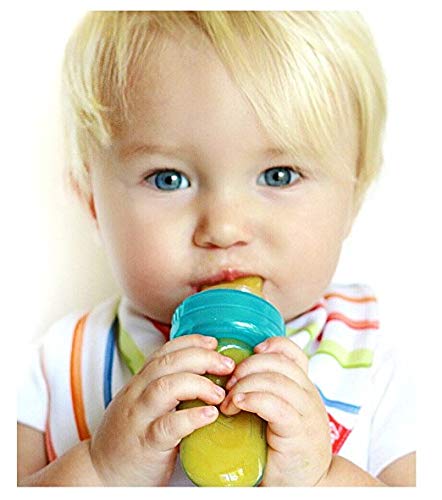 Nuby EZ Squee-Z Silicone Self Feeding Baby Food Dispenser (Blue, 1 Count (Pack of 1))