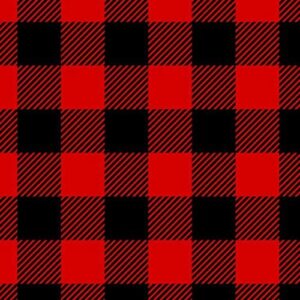 black & red buffalo plaid flannel fabric, by the yard