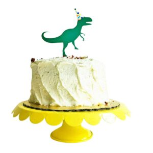 Birthday Dinosaur Acrylic Cake Topper for Any Birthday Party - Trex, Tyrannosaurus Rex Party Hat Polka Dot