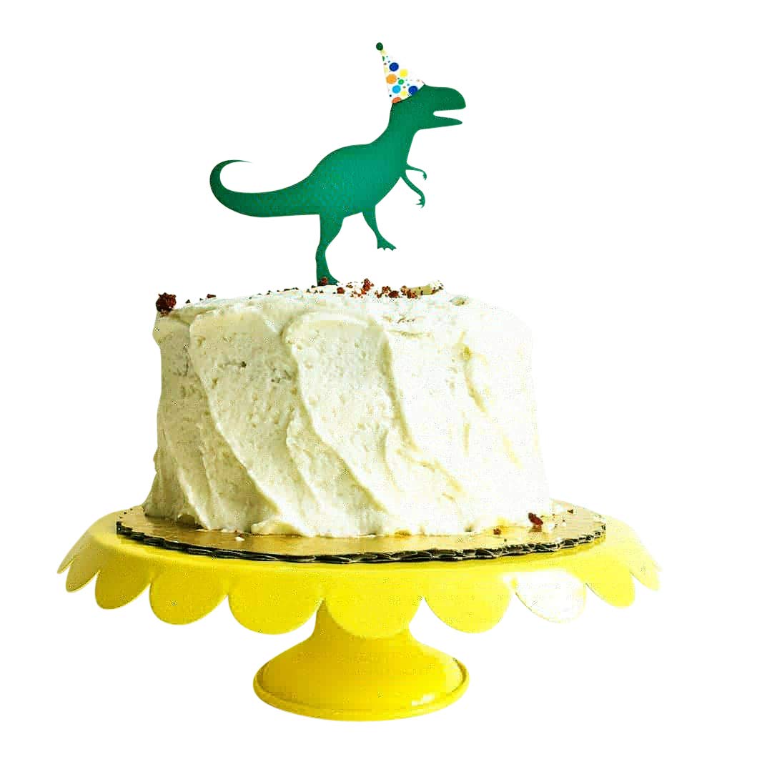 Birthday Dinosaur Acrylic Cake Topper for Any Birthday Party - Trex, Tyrannosaurus Rex Party Hat Polka Dot