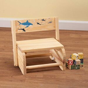 Fox Valley Traders 2-in-1 Children's Step Stool and Chair, Sharks Design