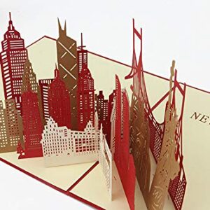 New York 3D Pop Up Card and Envelope - Unique Pop Up Greeting Card for Birthday, Mother's Day, New Year, Anniversary, Valentine, Wedding, Graduation, Thank You. New York