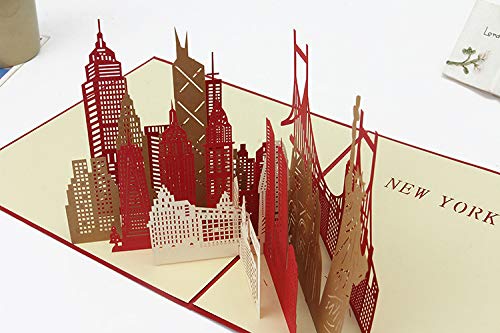 New York 3D Pop Up Card and Envelope - Unique Pop Up Greeting Card for Birthday, Mother's Day, New Year, Anniversary, Valentine, Wedding, Graduation, Thank You. New York