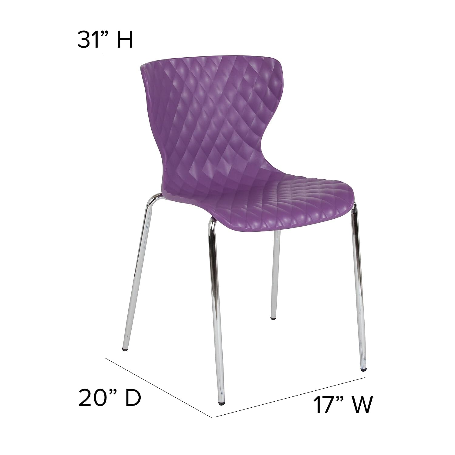 Flash Furniture Lowell Contemporary Design Purple Plastic Stack Chair