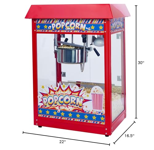 Winco POP-8R Popcorn Machine, 8 Ounce, Red