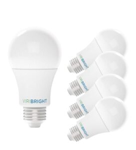 viribright 100 watt equivalent (13w), led light bulbs, warm white 2700k, a19 100w bulb, a19 base light bulb, 4 pack