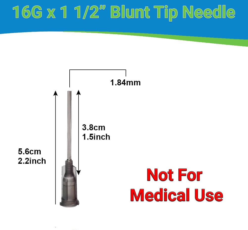 10ml Sterile Syringe 16g x 1 1/2" Blunt Tip Needles - Pack of 10 - Perfect for Precision Crafting, DIY Projects, Ink Refilling, and Detailed Applications