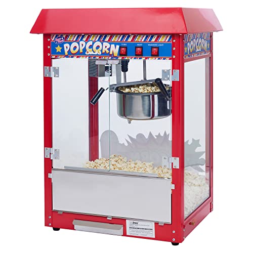 Winco POP-8R Popcorn Machine, 8 Ounce, Red