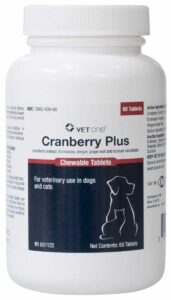 vet one cranberry plus for dogs & cats - urinary tract & bladder support - 60 chewable tablets